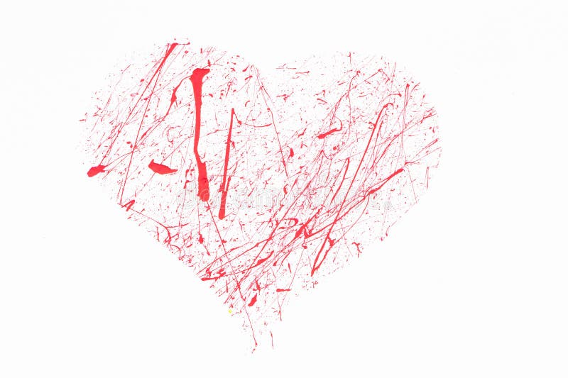 Gouache Paint Paper Red Paint Splash Heart Stock Photo - Image of ...