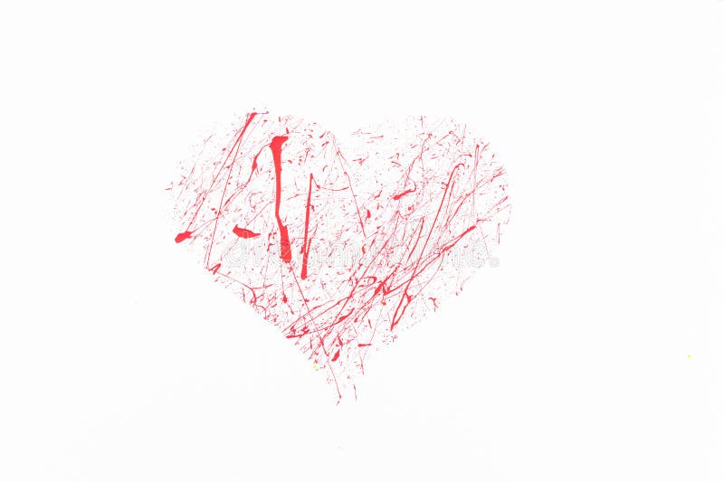 Gouache Paint Paper Red Paint Splash Heart Stock Image - Image of shape ...