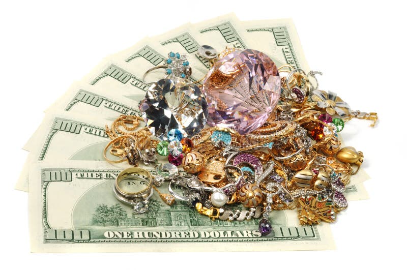 Goud en geld stock foto. Image of diamant, besnoeiing - 16488368