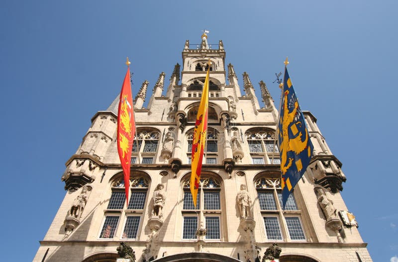 Gouda 15th Century City Town Hall in Summer Time. Stock Photo - Image ...