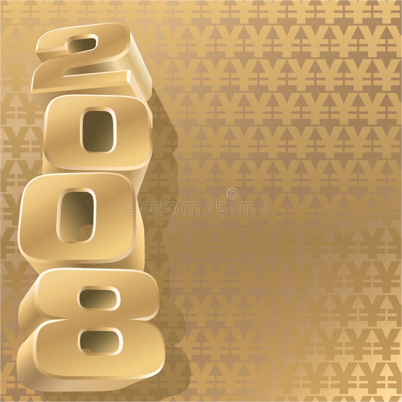 Goud 2008 yen vector illustratie. Illustration of nieuw - 3244129