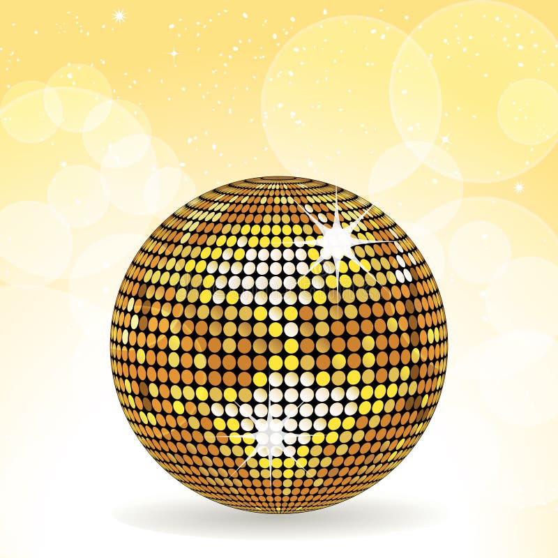 Gouden Discobal En Gele Achtergrond Vector Illustratie - Illustration ...