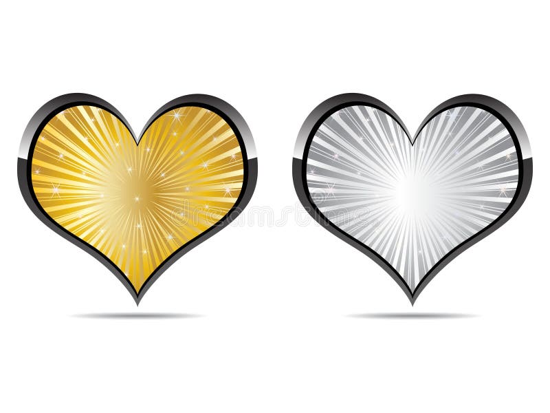 Gouden en zilveren hart vector illustratie. Illustration of emotie ...