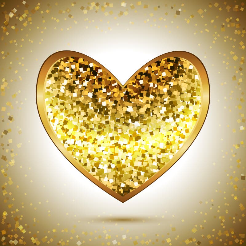 Gouden Hart vector illustratie. Illustration of metaal - 69680395
