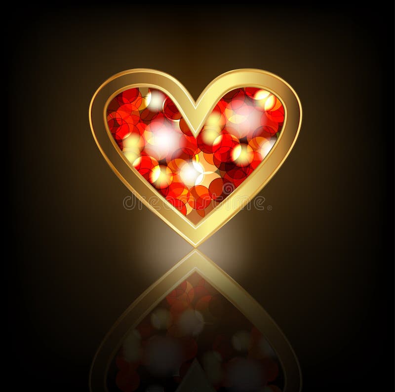 Gouden Hart met robijn vector illustratie. Illustration of orneren ...
