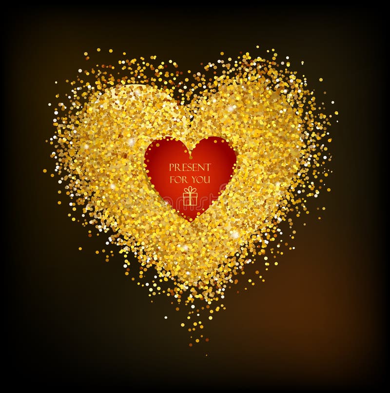 Gouden Kader in De Vorm Van Een Hart Vector Illustratie - Illustration ...