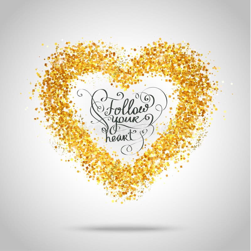 Gouden Kader in De Vorm Van Een Hart Vector Illustratie - Illustration ...