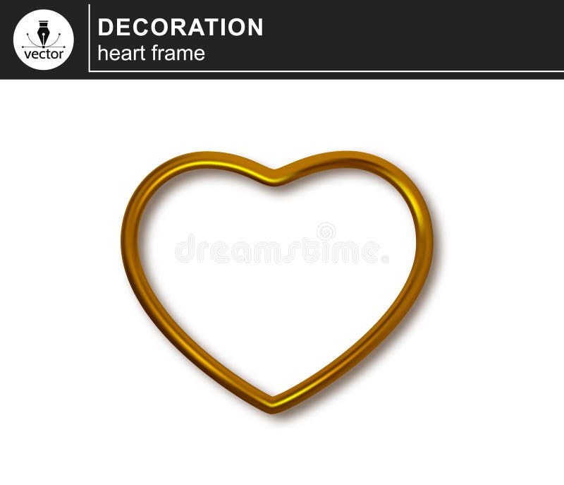 Gouden Kader in De Vorm Van Een Hart Vector Illustratie - Illustration ...