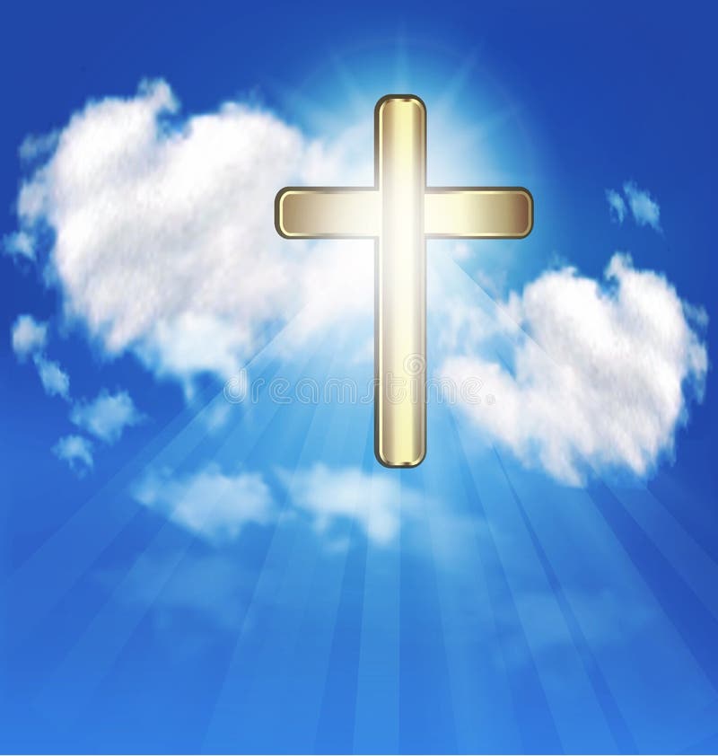 Gouden Kruis Op Hemelvector Stock Illustratie - Illustration of goed ...