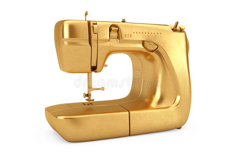 Gouden Moderne Naaimachine Het 3d Teruggeven Stock Illustratie ...