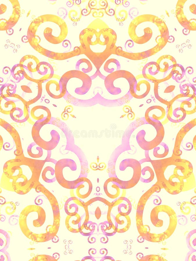 Gouden Roze Artsy Wervelt Patroon Stock Afbeelding - Image of digitaal ...