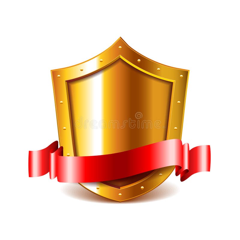 Gouden Schild Met Rode Lintvector Vector Illustratie - Illustration of toekenning, foto: 71814867