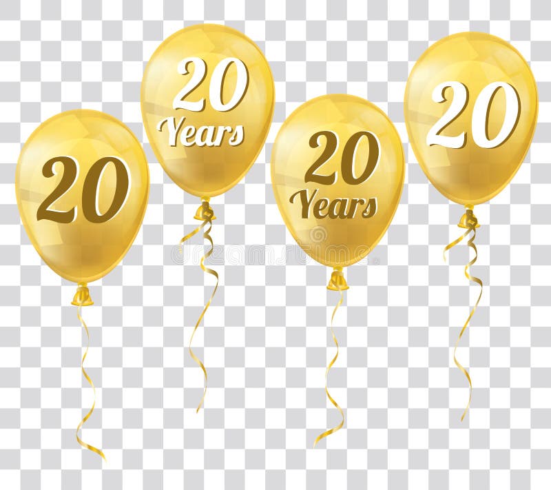 Gouden Transparante Ballon 20 Jaar Vector Illustratie - Illustration of ...
