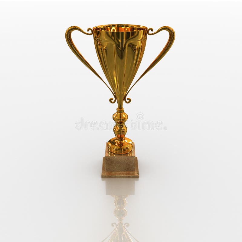 Gouden Trofee Die Wit Wordt Overdacht Stock Illustratie - Illustration ...