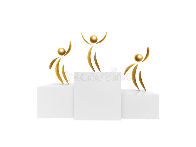 Gouden winnaar op podium stock illustratie. Illustration of bovenkant ...