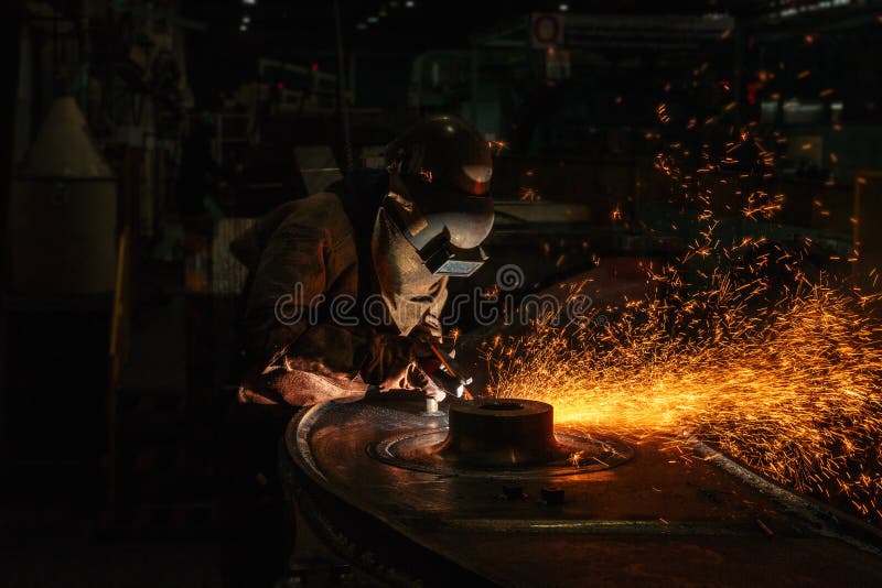 Gouging Carbon Electrode Rods with Sparks Stock Photo - Image of labor ...