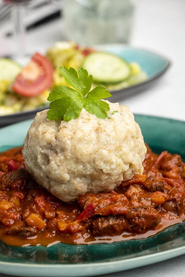 Goulash with Bread Dumpling Stock Image - Image of homemade, goulash ...