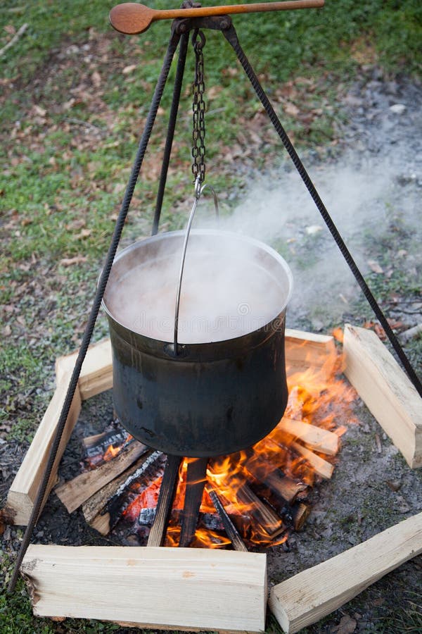 Goulash, Stew on fire stock photo. Image of fire, flames - 110482380