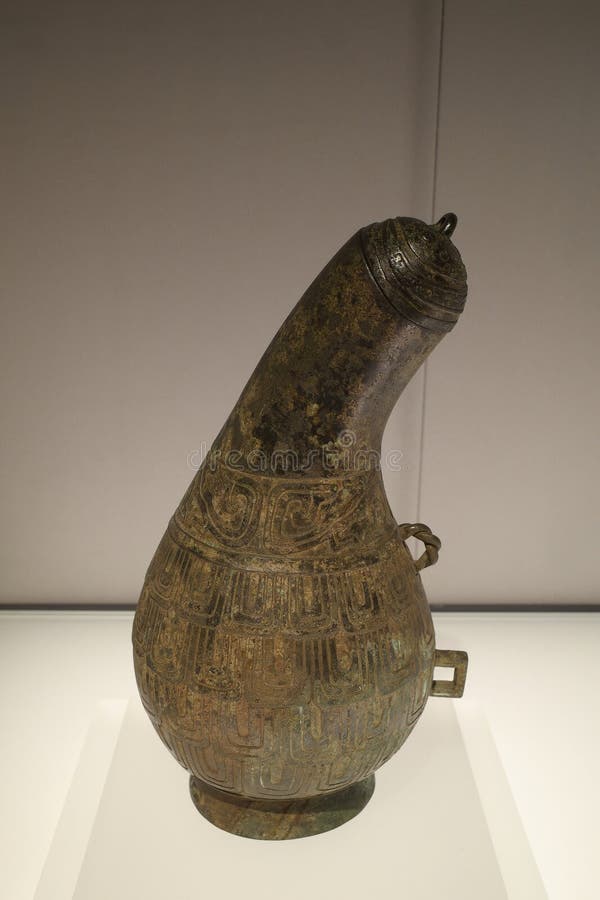 Gourd-shaped Hu (wine Vessel ) Ancient Chinese Bronze Artifacts Stock ...