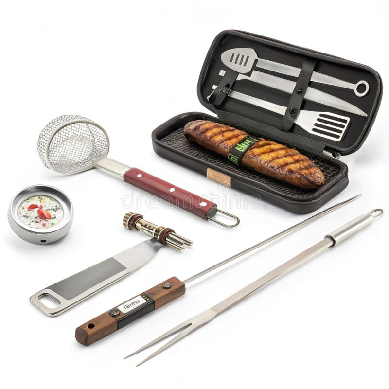 Gourmet Argentinian Cooking Set Isolated on White Background Stock ...