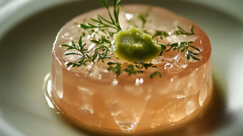 Gourmet Aspic with Herbs on a Plate Stock Photo - Image of garnish ...