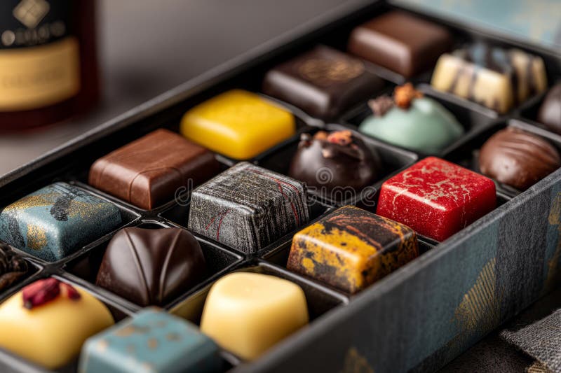 Gourmet Assorted Chocolates in Luxury Box Stock Image - Image of ...