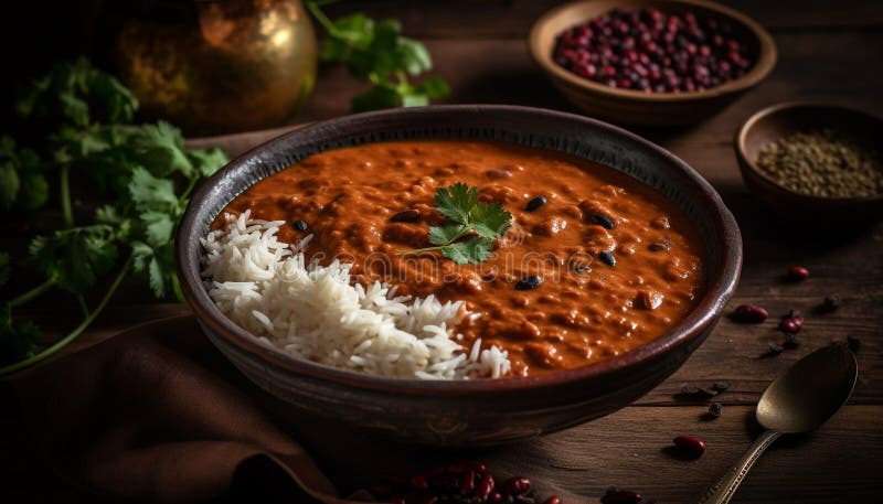 Gourmet Beef Curry with Basmati Rice and Cilantro Generated by AI Stock ...