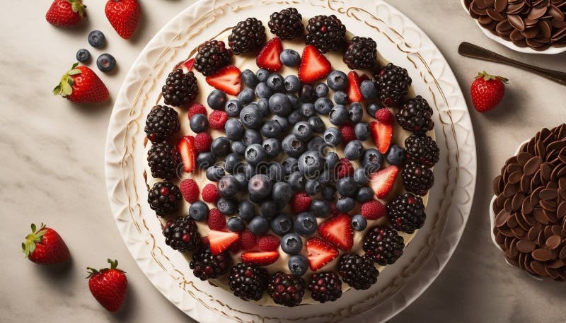 A Gourmet Berry Cheesecake, a Sweet Indulgence on a Plate Generated by ...