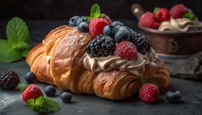 A Gourmet Berry Dessert with Blueberry, Raspberry, and Strawberry ...