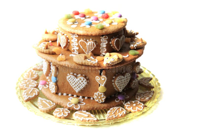 Birthday gingerbread cake stock image. Image of decoration - 113623665