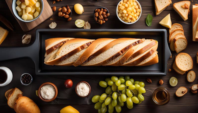 Gourmet Bread and Cheese Plate Stock Photo - Image of loaf, fruit ...