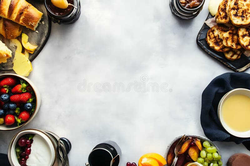 Gourmet Brunch Set, Modern Table Layout with Open Top Space for Overlay ...