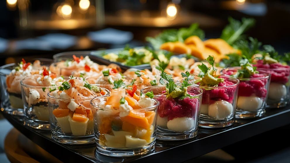 A Gourmet Buffet a Celebration of Freshness and Elegance Stock Illustration - Illustration of ...