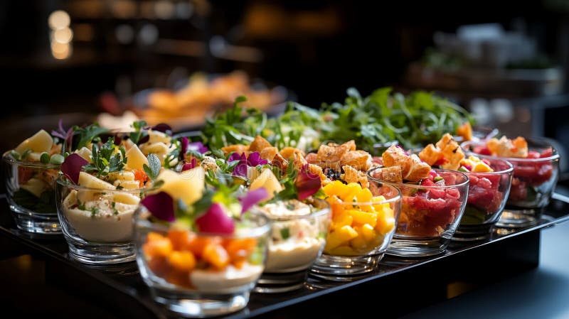 A Gourmet Buffet a Celebration of Freshness and Elegance Stock Illustration - Illustration of ...