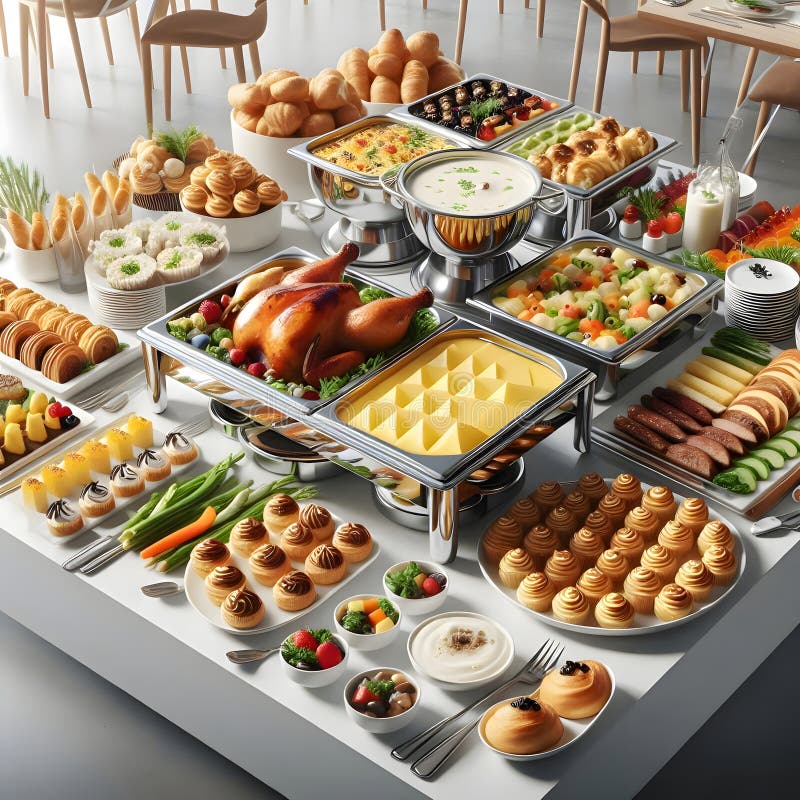 Elegance on Display: AI-Generated Gourmet Buffet Like Never before Stock Illustration ...