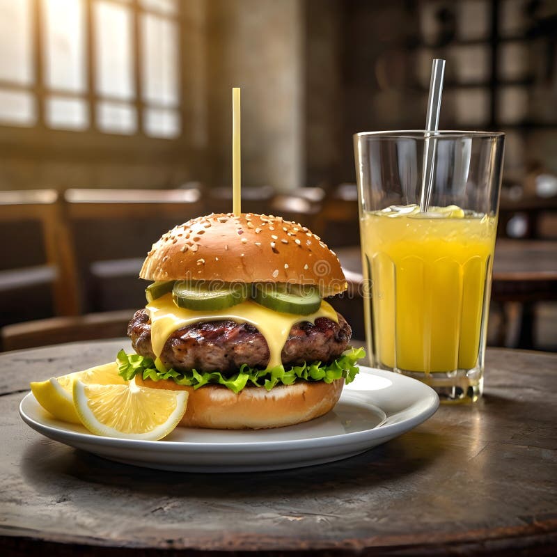 Gourmet Burger Delight a Culinary Still Life with Artistic Flair Stock ...