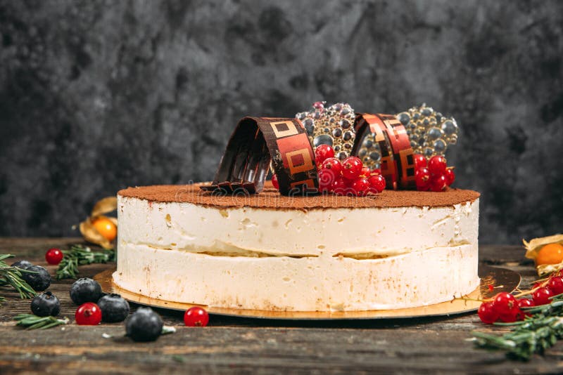 Gourmet Cake with Decorative Elements and Berries Stock Photo - Image ...