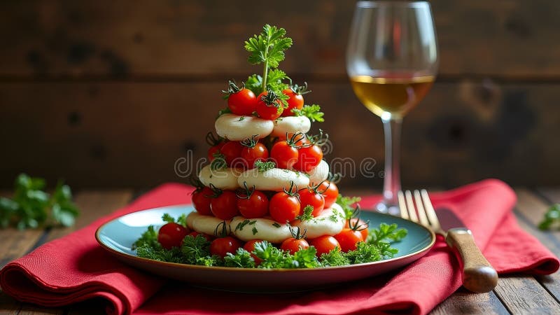 Gourmet Caprese Salad Tree with Cherry Tomatoes and Mozzarella for ...