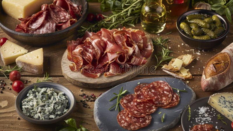 Gourmet Charcuterie Board with Assorted Meats, Cheeses, and ...