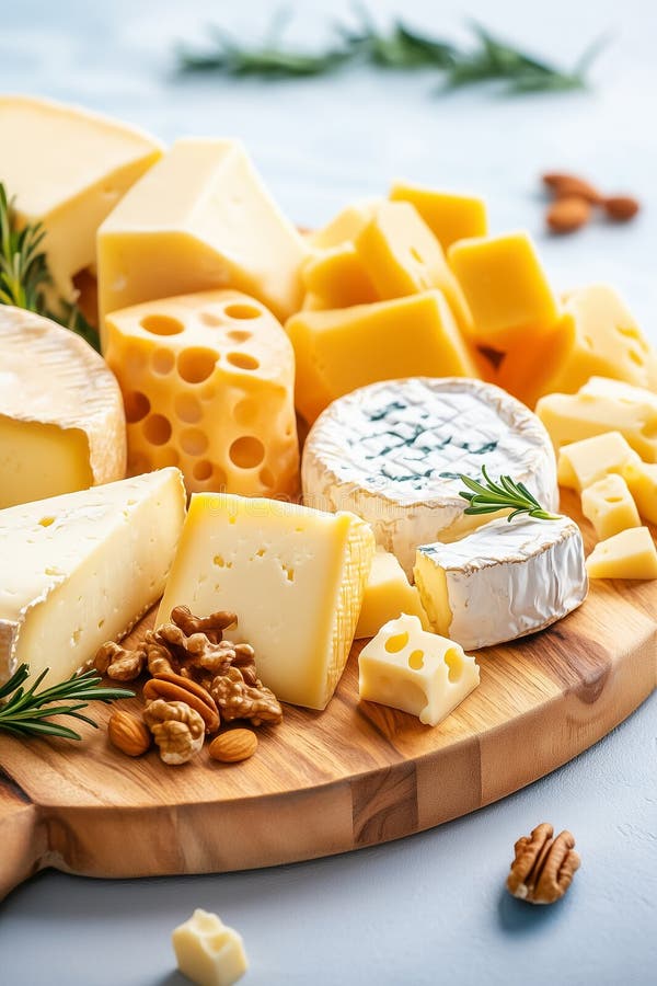 A Gourmet Cheese Board with Assorted Cheeses, Nuts, and Fresh Herbs for ...