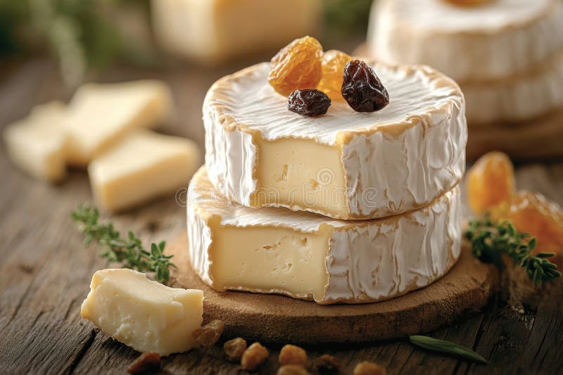 Gourmet Cheese Display, Display of Brie Cheese Wheels on a Rustic Table ...