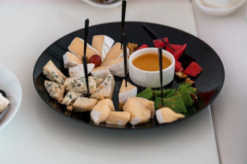 Gourmet Cheese Platter with Assorted Accompaniments Stock Image - Image ...