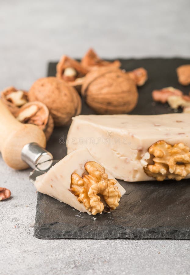 Processed Cheese With Walnuts Stock Photo - Image of ingredient ...