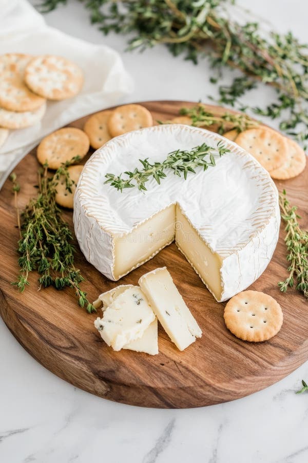 Gourmet Cheese Wheel Presentation with Wedge Cut Out, Surrounded by ...