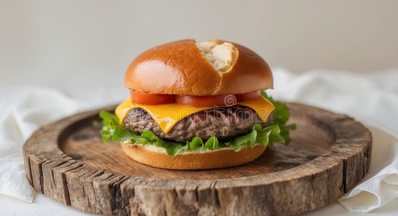 Gourmet Cheeseburger on Rustic Wood for Web Design Stock Image - Image ...