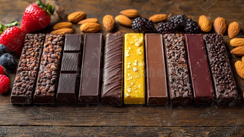 Gourmet Chocolate Bars with Berries and Nuts Stock Photo - Image of ...