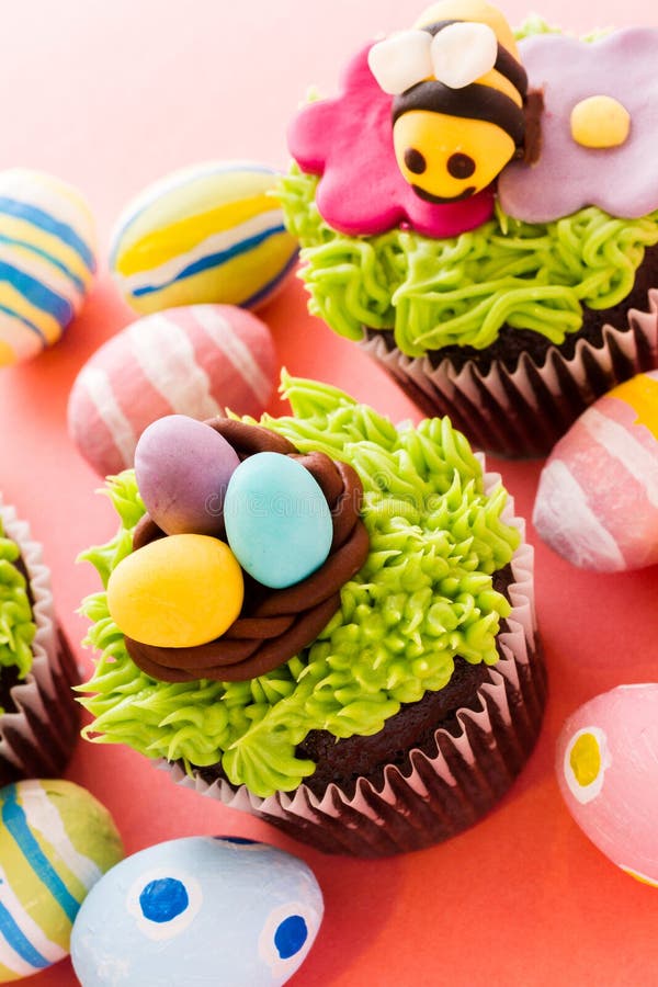 Easter cupcakes stock image. Image of frosting, yellow - 287658437
