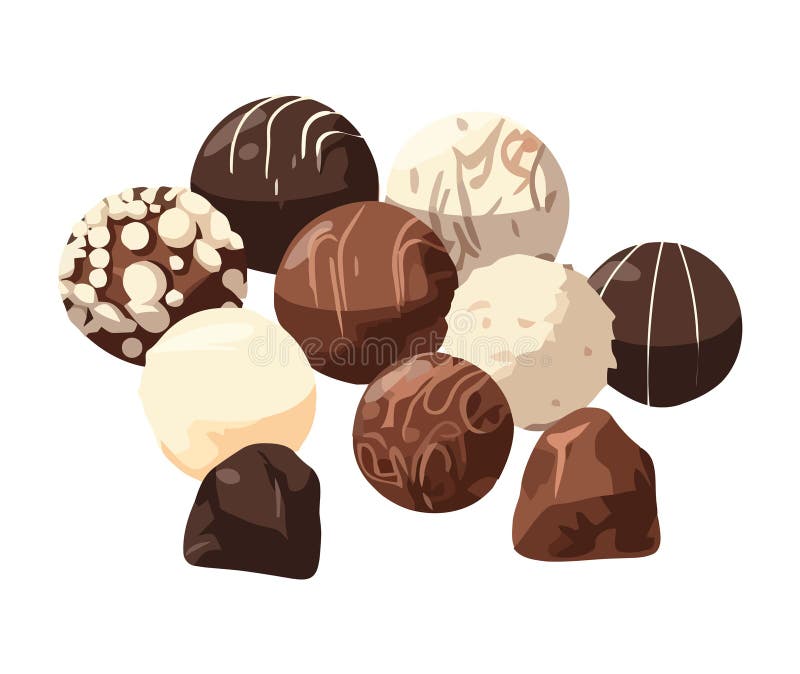 Gourmet Chocolate Truffle Balls in Cute Variations Stock Vector ...