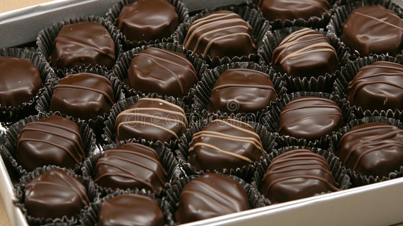 Gourmet Chocolates Box Assorted Flavors Close Up Gift Dessert Stock ...