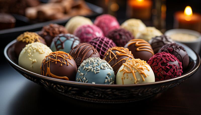 A Gourmet Collection of Sweet Chocolate Truffles, a Decadent Indulgence ...